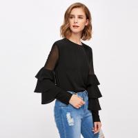 Quality Guangzhou Clothing Factory Office Bell Sleeve Lady Blouse for sale