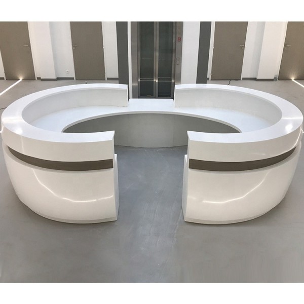 Quality White Repairable NFS Curved Solid Surface Reception Desk Stick Seamless for sale