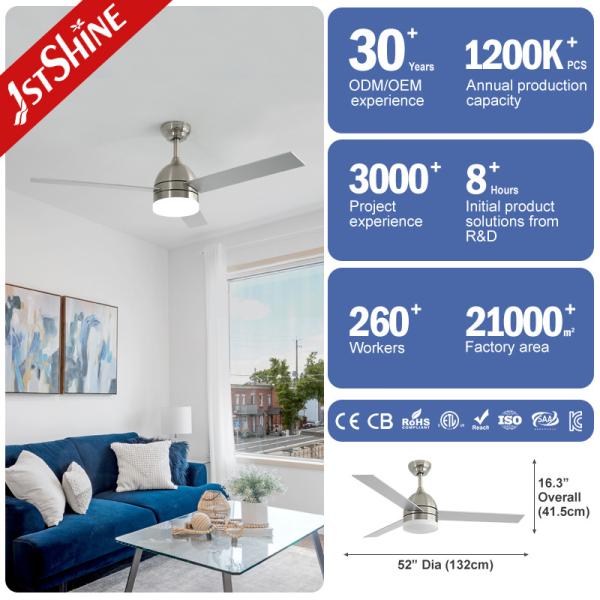 Quality Adjustable Light Quiet Motor LED Ceiling Fan With 3 MDF Blade for sale