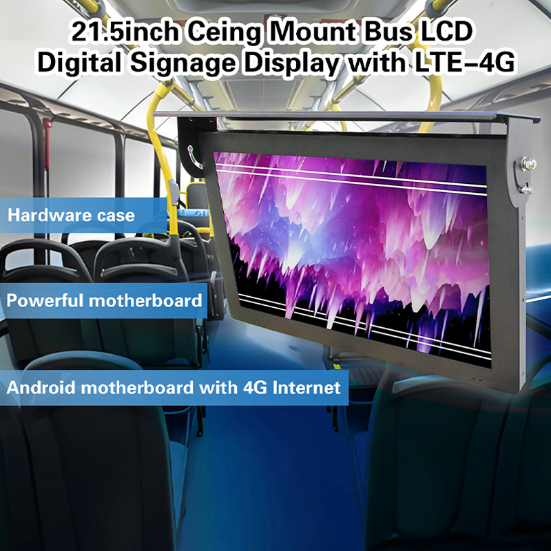 Quality 21.5/24/32 Inch Stretched Bar Ceiling Mount Bus Wifi Digital Signage Android for sale
