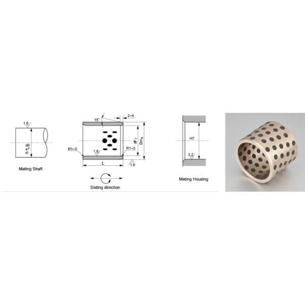 CuSn5Pb5Zn5 Bronze bushing with graphite plugs