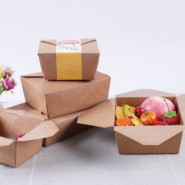 Quality Kraft Paper Takeaway Box Disposable One - Piece Design Eco Friendly Portable for sale