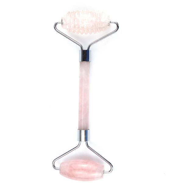 Quality 2024 Natural Rose Quartz Facial Roller Guasha Crystal Massager for Face and Eye Massage Beauty Products for sale