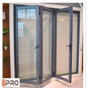 Quality Powder Coated Aluminium Bifold Doors Anti Aging Folding Panel Doors GLASS for sale