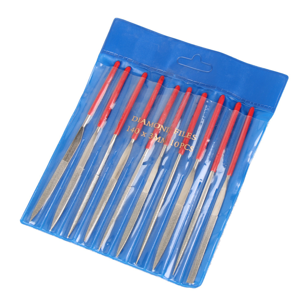 10PCS Half Round Shaped Plastic Coated Grip Handle Diamond Coted Needle File