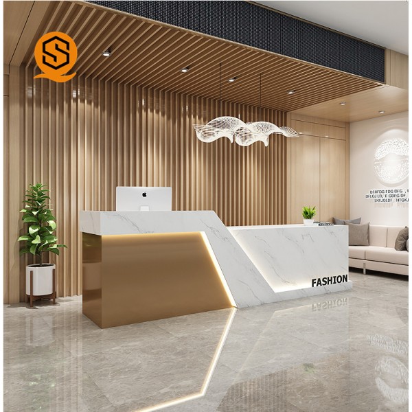 Quality OEM Logo Modern Hotel Reception Desks Solid Surface Material Waterproof for sale