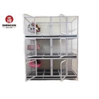 Quality Customizable White Metal Dog Cage 3 Layer Double Door Dog Kennel for sale