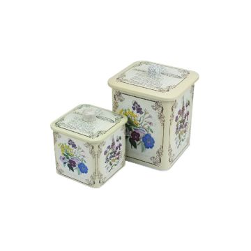 Quality New Flower Pattern Square Matel Tin Box With Fancy Customized Design Decorative for sale