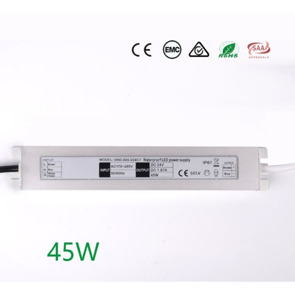 Quality SMPS 1.88A Ultra Slim LED Driver , Outdoor LED Waterproof Power Supply IP67 for sale