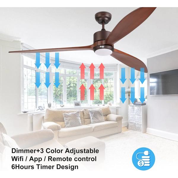 Quality 65 Contemporary Ceiling Fan Light with Voice Control and Dimmable LED Light for sale