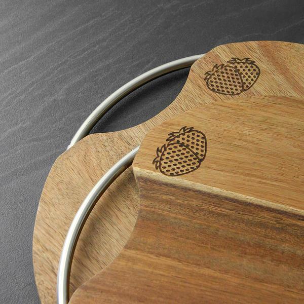 Quality Kitchen Round Dia 30cm Acacia Wood Cutting Board With Handle for sale