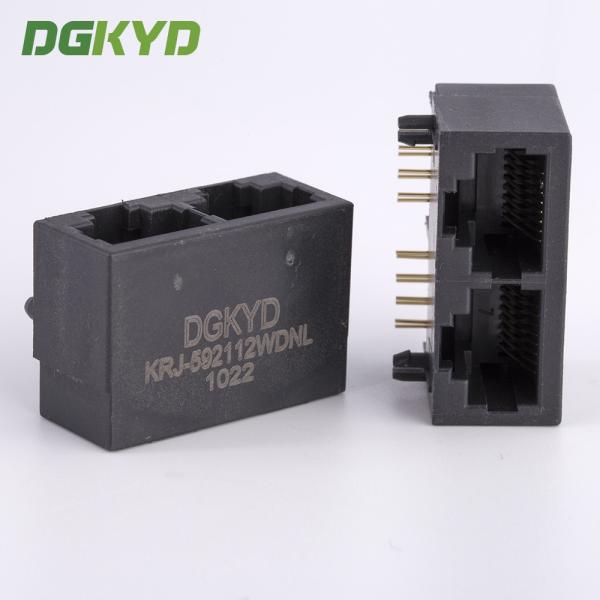 Quality 21.3mm Side Entry Tap Down 2 Port RJ45 Modular Jack Without Transformer for sale