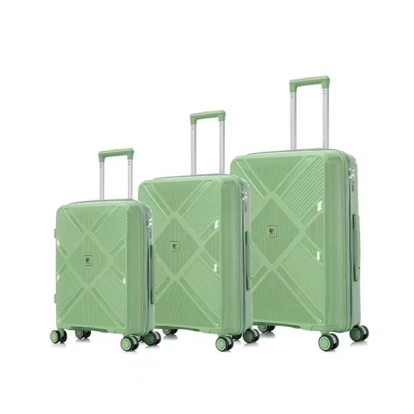 Quality Green PP Modern Style Luggage Sets Durable Hard Shell Suitcase Waterproof Travel Cabin Luggage for sale