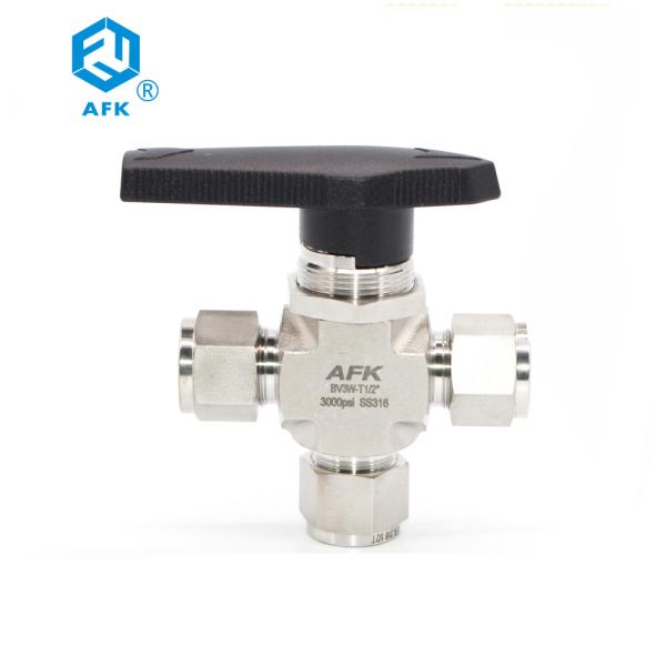 Quality High Pressure Compression Fitting 1/2 Stainless Steel 3 Way Ball Valve for sale