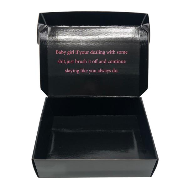 Quality Glossy Black Cardboard Corrugated Boxes , Foldable Kraft Paper Carton Box for sale