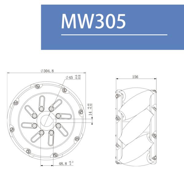 Quality Durable 12 Inch 305mm Large Mecanum Wheels High Robustness for sale