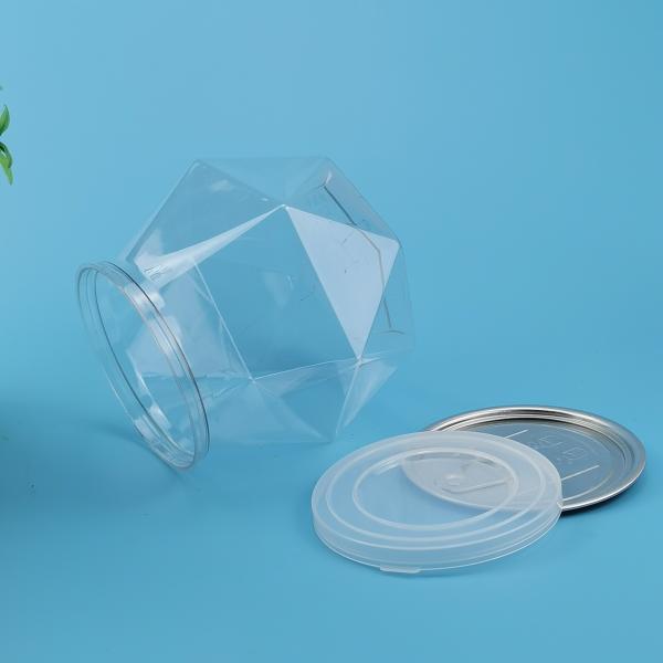 Quality Clear PET Diamond 30g 650ml Plastic Cookie Jar Containers for sale