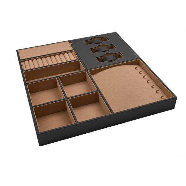 Quality Mjmhd YG-H021 Modular In-Drawer Jewelry Organizer for Wardrobe - E0 MDF, PVC Leather, Handcrafted, 500x413x55mm for sale