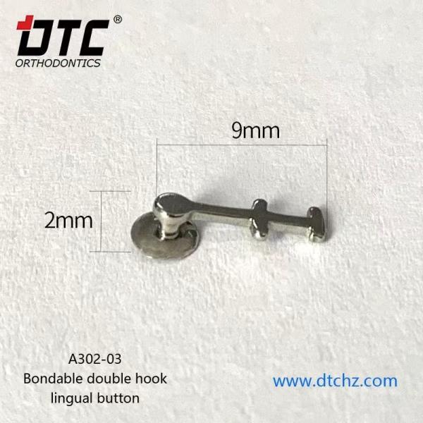 Quality Orthodontic Dental Stainless Steel Bondable Double Hook Lingual Button CE for sale