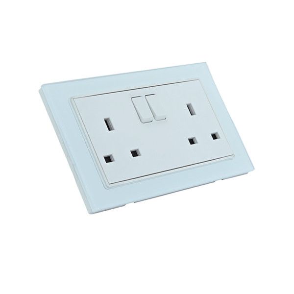 Quality 2 Gang Bs Electrical Power Socket 13A  Grey Color Tempered Glass for sale
