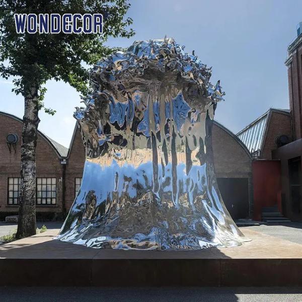 Quality WONDERS Casting Stainless Steel Sculpture Metal Wave Sculpture 250cm for sale