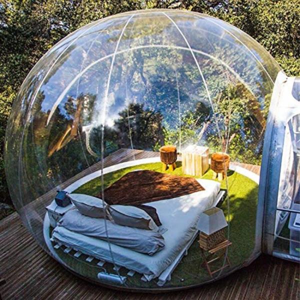 Quality 1mm PVC Transparent Bubble Tent With Tunnel Inflatable Camping Tents for sale