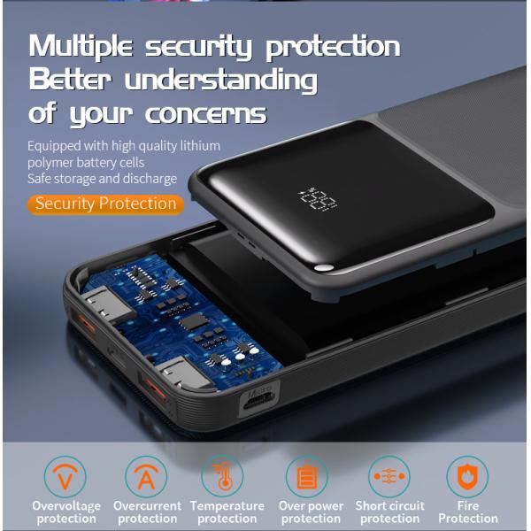 Quality 10000mah Powerbank With Inbuilt Cable Power Bank With Built In Usb C Cable for sale