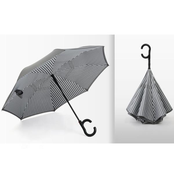 Quality Straight Umbrella 8K 23inch 190T Pongee Inverted Double Layer C Handle Manual for sale