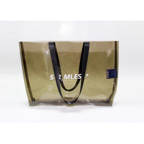 Quality Custom ladies pvc handbag transparent pvc tote bag with printed logo clear beach bags for sale