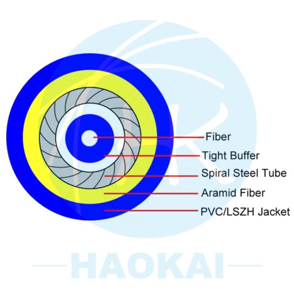 Quality Flame Retardant Jacket Indoor Optical Cable Armored Fiber Optic Cable GJSJV for sale
