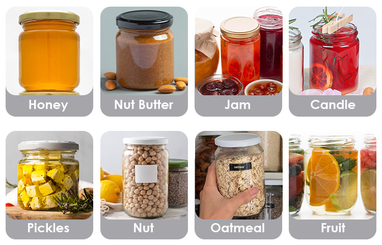 High Quality 50ml 100ml 200ml 250ml 500ml 2oz 8oz Glass Jam Round Jar with Metal Lid