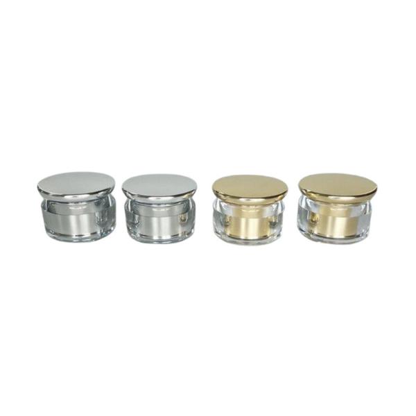 Quality Silver / Golden Cosmetic Cream Jar , Empty Acrylic Round Cream Jar for sale