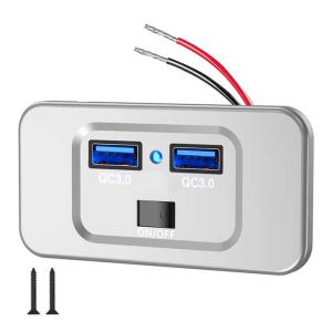 Quality Compact 36Watt QC3.0 Dual RV USB Charging Station With Switch For Multi Vehicle for sale