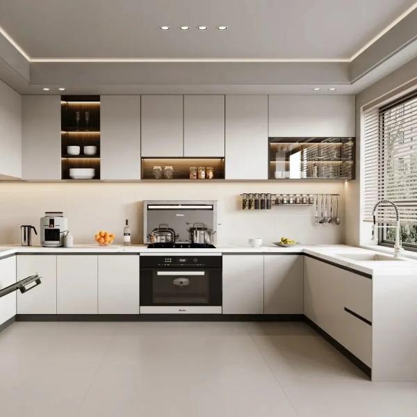 Quality Solid Wood Modular Kitchen Cabinets With Custom Finish And Handle Knob for sale