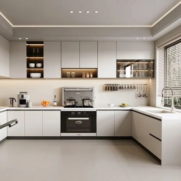 Quality Solid Wood Modular Kitchen Cabinets With Custom Finish And Handle Knob Accessories for sale