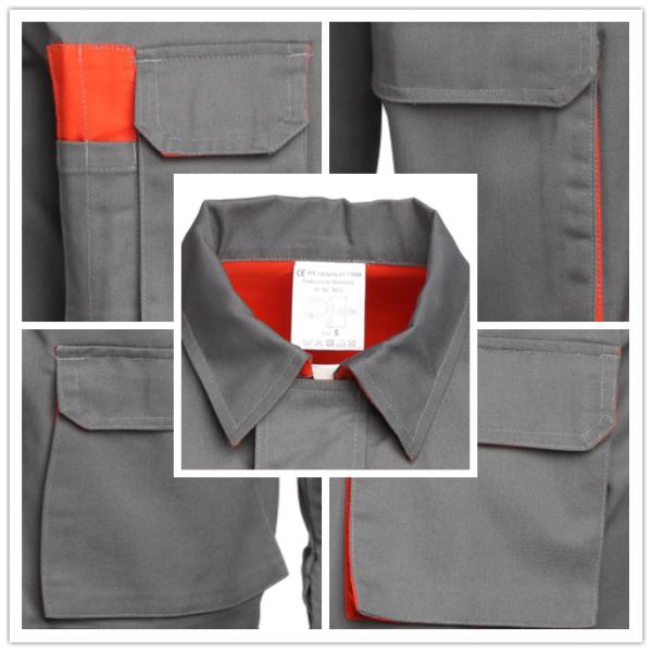Quality 230 GSM Multi Pockets Twill 2/1 Lapel Top Grey Work Uniform Labour Suit for sale