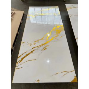 Quality Golden Color Pvc Uv Marble Sheet Waterproof Decorative Wall Panel 1220*2900mm for sale