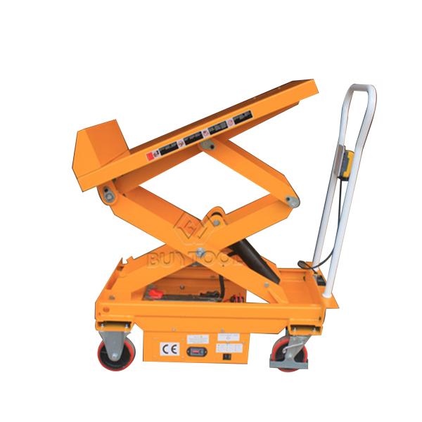 Quality 45 Degree Mini Mobile Portable Electric Scissor Lifting Table Trolley Hydraulic 800kg for sale