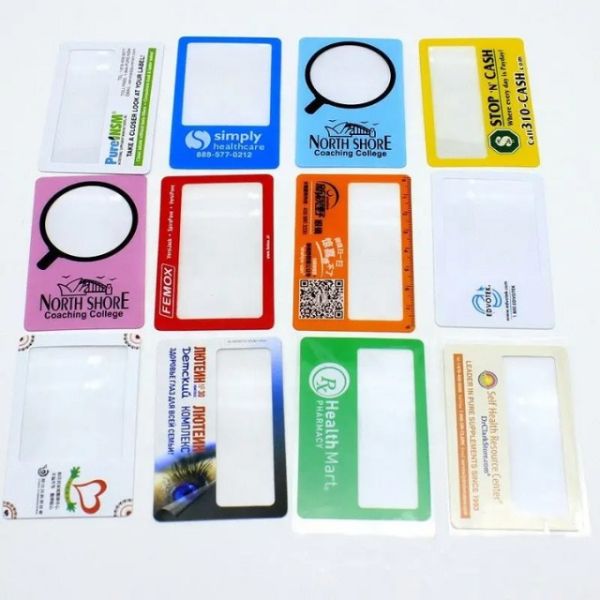 Quality Custom Logo Credit Card Magnifier Pocket Plastic Magnifying Glass Business Cards for Wallet for sale