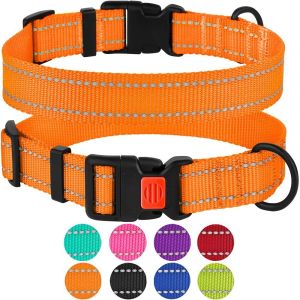 Quality Reflective Soft Nylon Adjustable Dog Collars With Buckles 5 Sizes Optional for sale