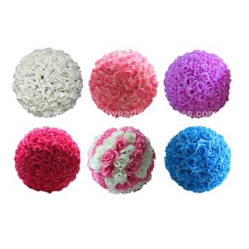 Quality Silk Plastic Artificial Kissing Ball Flower Arrangement 15'' 16'' 17'' for sale