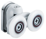 Quality Double 5-6mm Thick White Wheels Plastic Sliding Door Rollers OEM For Shower Room for sale