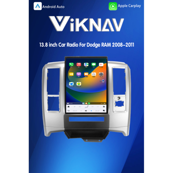 Quality VIKNAV 13.8 inch Car Radio For Dodge RAM 2008-2011 Wireless Carplay for sale