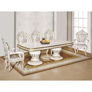 Quality White Antique Classic Wooden Dining Table Set 6 Chairs Seater European Royal for sale