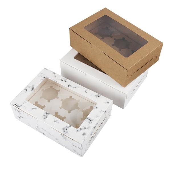 Quality Bakery Custom Cake Box Mini Muffin Cupcake Boxes 6 Holes With Window for sale