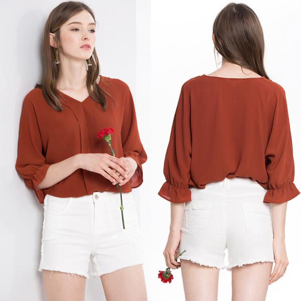 Quality Ladies Top Fashion Plain Blouse for sale