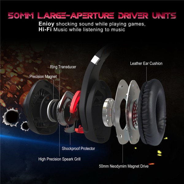 Quality LED Light 2.2m 2.2kohm 100mA PC 3.5 mm Gaming Headset for sale