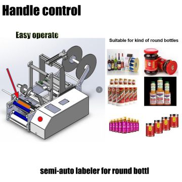 Quality PLC Controlled Manual Fast Semi Automatic Adhesive Wine Round Bottle Labeling for sale