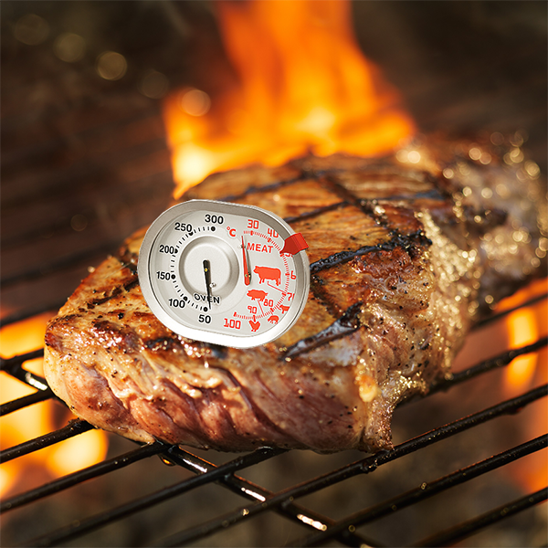 Quality Wide Screen Oval Shape Dial Oven Thermometer For Meat / Beef / Chicken for sale