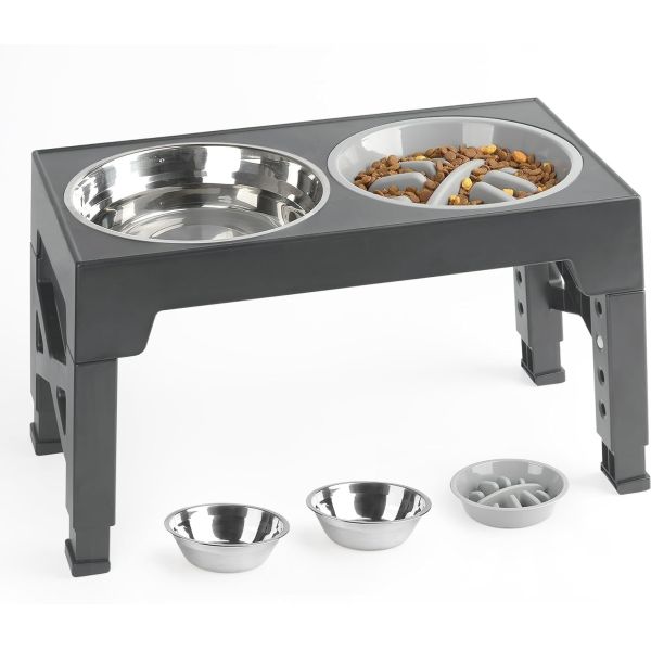 Quality Adjustable Lifting Slow Pet Food Bowl Outdoor Elevated Dog Bowls With Stand for sale